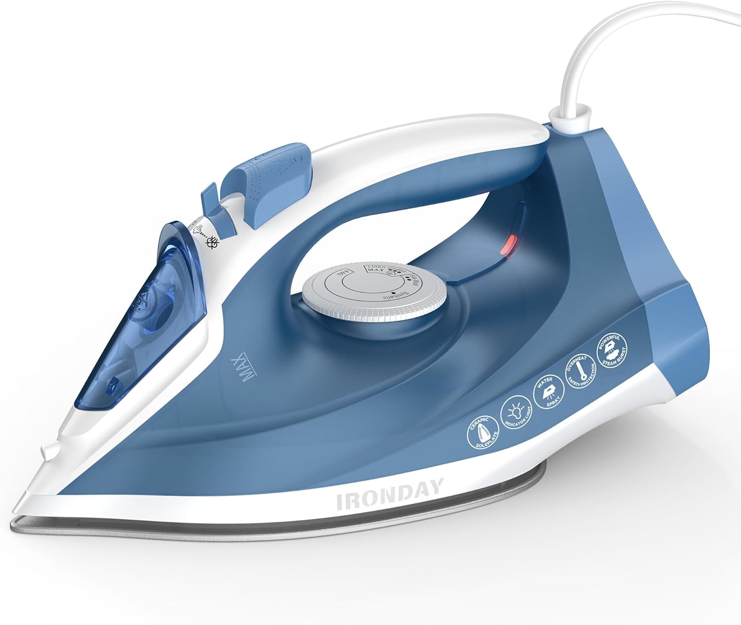 Steam Iron for Clothes Fast Heating, 1200W with Non-Stick Ceramic ...