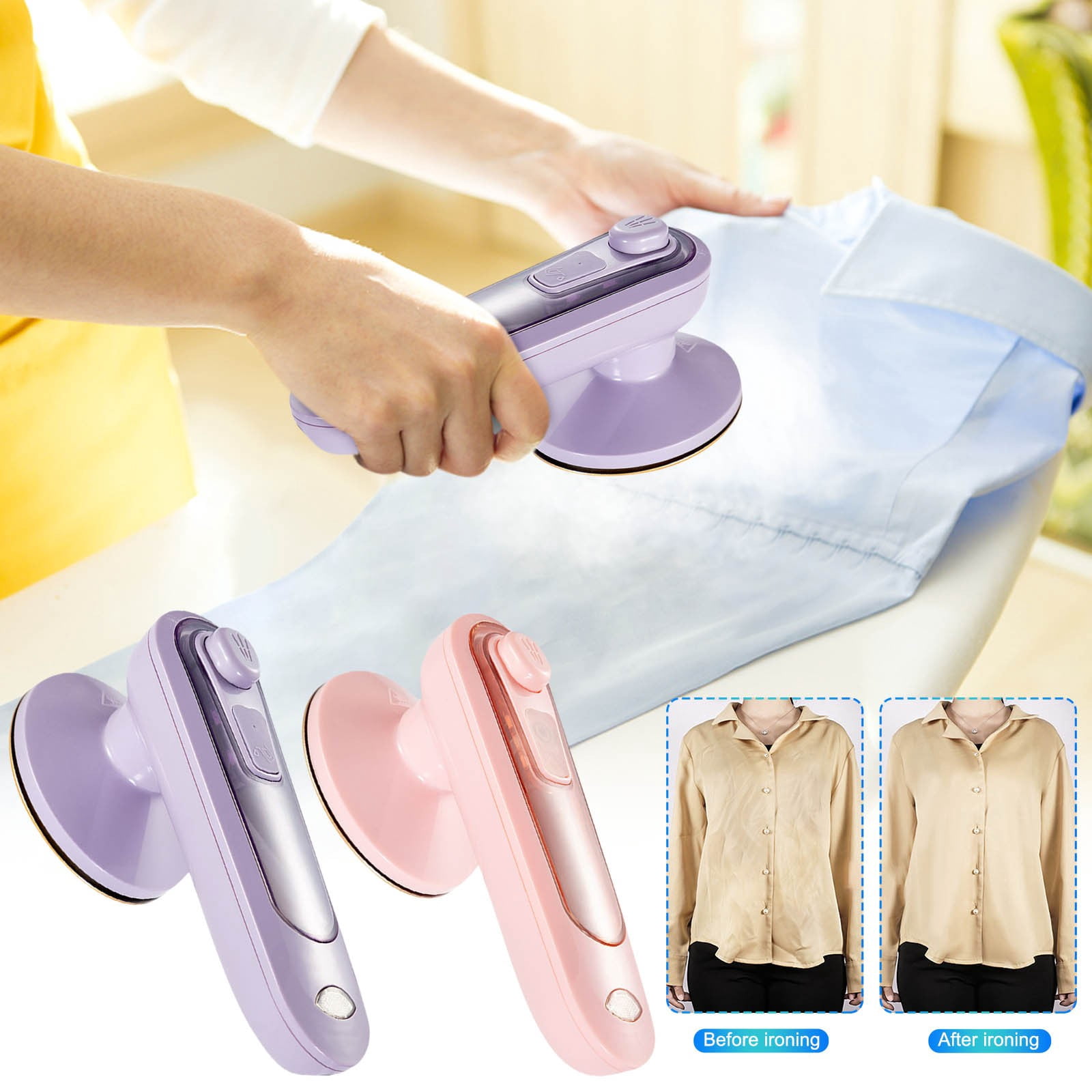 Steam Iron Portable Handheld Travel Iron, Cordless Design, 1800W Power ...