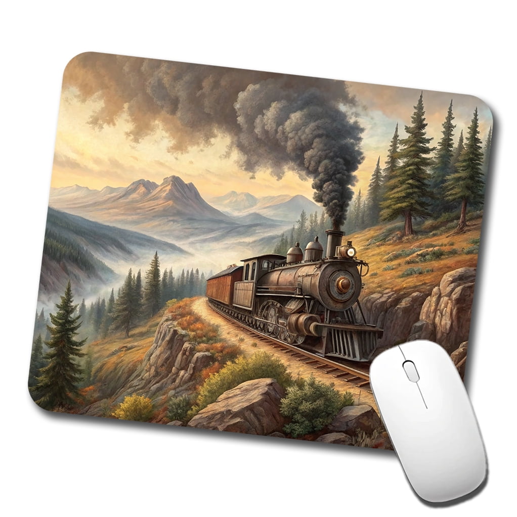 Steam Locomotive Coming Around The Mountain Old West Western Mouse Pad ...