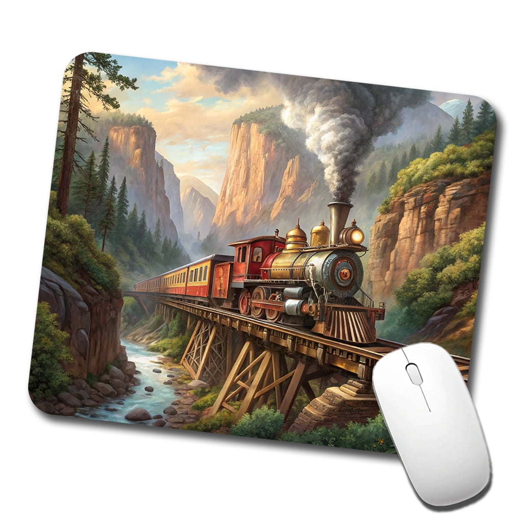 Steam Locomotive Crossing Gorge Old West Western Mouse Pad Low Profile ...