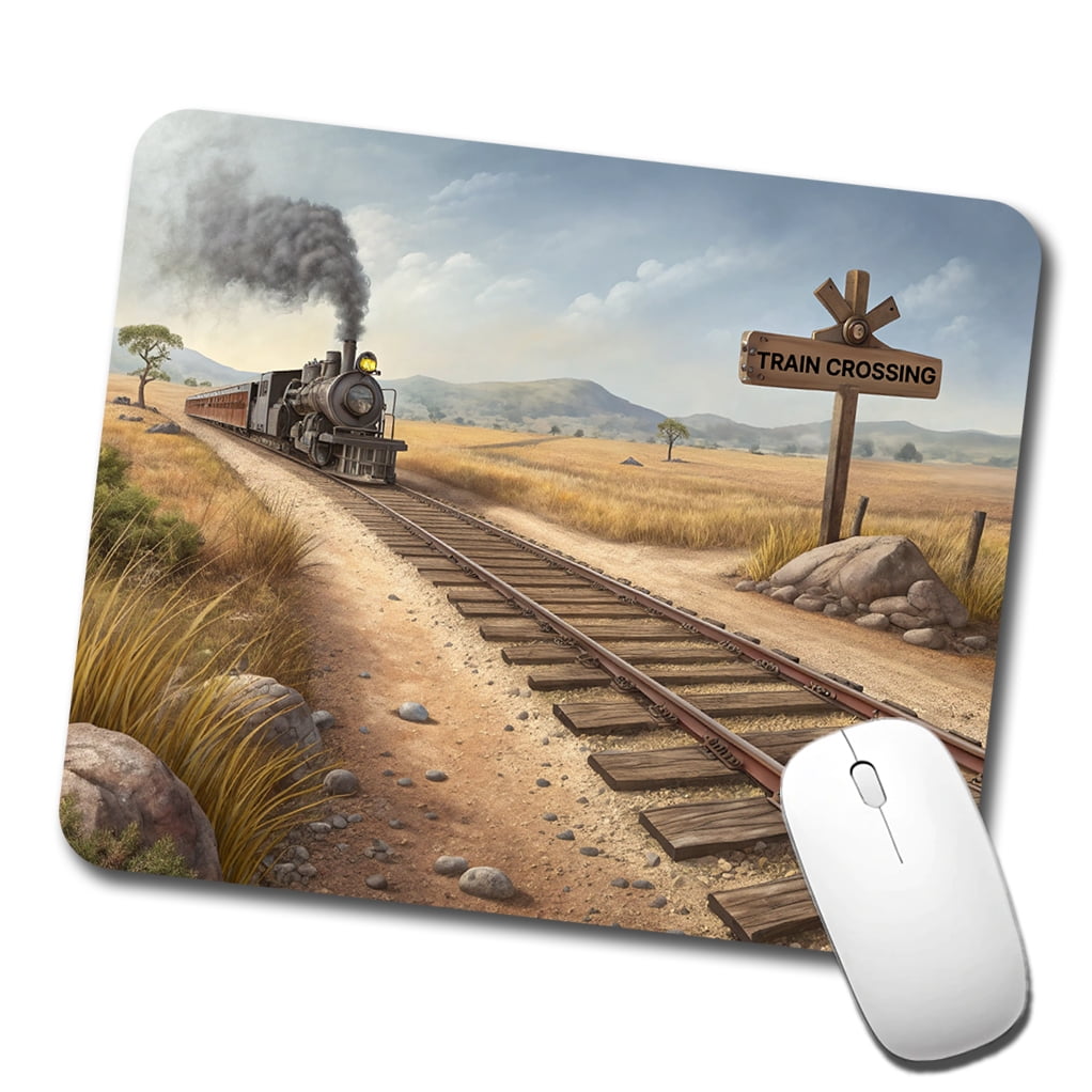 Steam Locomotive Train Crossing Old West Western Mouse Pad Low Profile ...