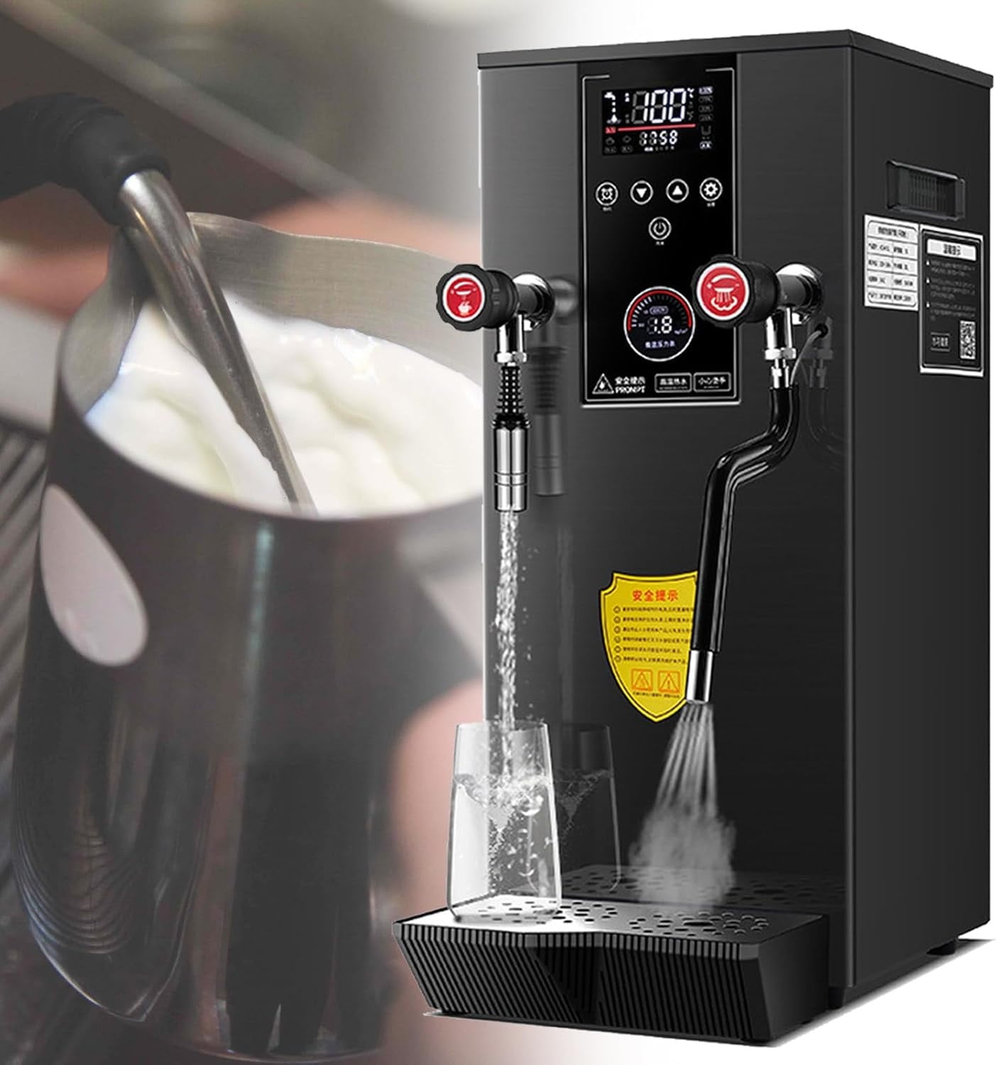 Steam Milk Frother, 2500W Electric Milk Frothing Machine, 12L ...