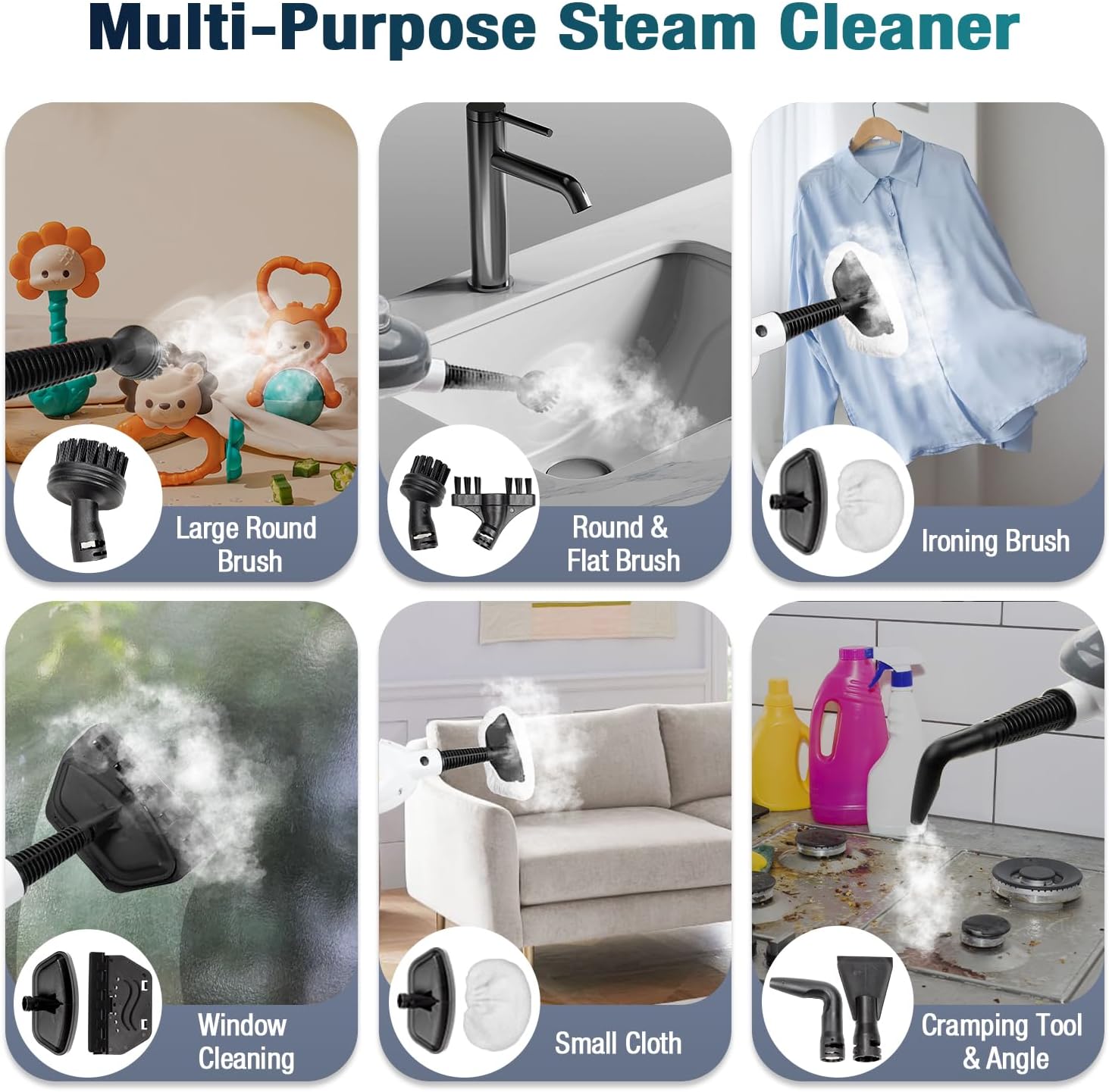 Steam Mop - 11-in-1 Steam Cleaner for Home with 15.2 OZ Water Tank ...