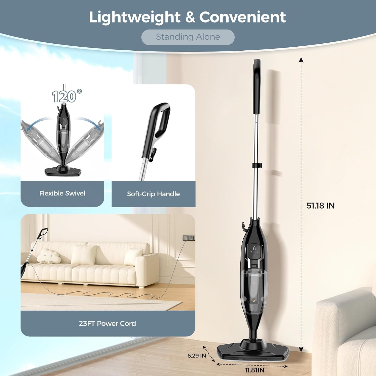 Steam Mop, 12-in-1 Powerful Handheld Steam Cleaner Detachable Steam ...