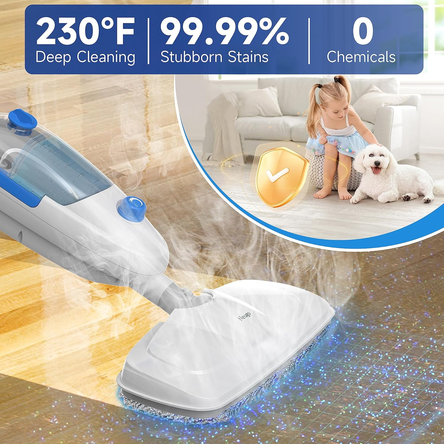 Steam Mop for Hardwood Floor Cleaning - 1200W, 23ft Cord, 15.2oz Water ...