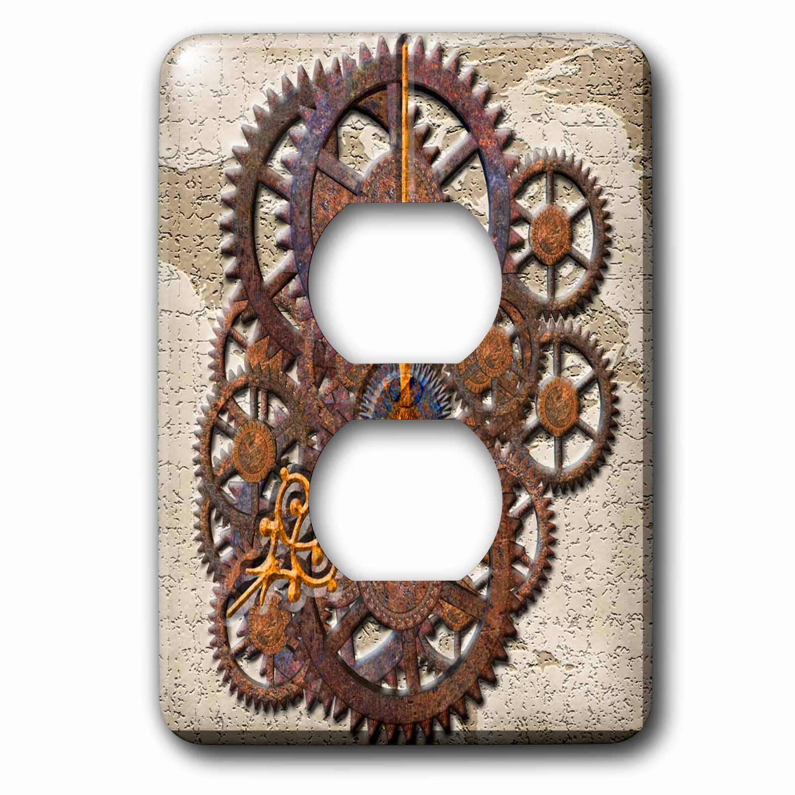 Steam Punk cog wheels in Bronze 2 plug outlet cover lsp-108102-6 ...