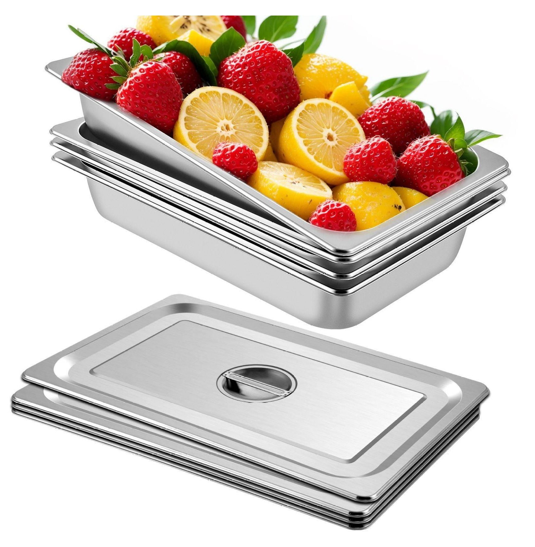 Steam Table Pans 4 Pack - 20.9x12.8x3.9 Inch Full Size 13.6 Gallon ...