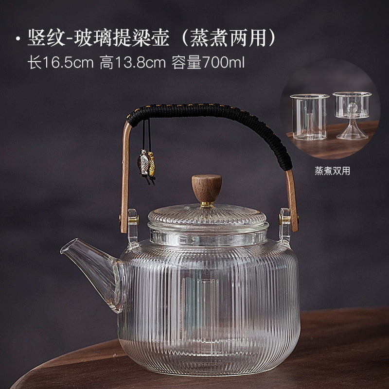 Steam Teapot Loop-Handled Teapot Glass Tea Maker Office Steaming and ...