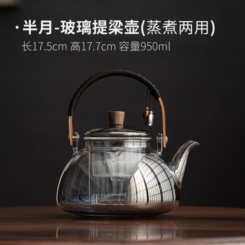 Steam Teapot Loop-Handled Teapot Glass Tea Maker Office Steaming and ...