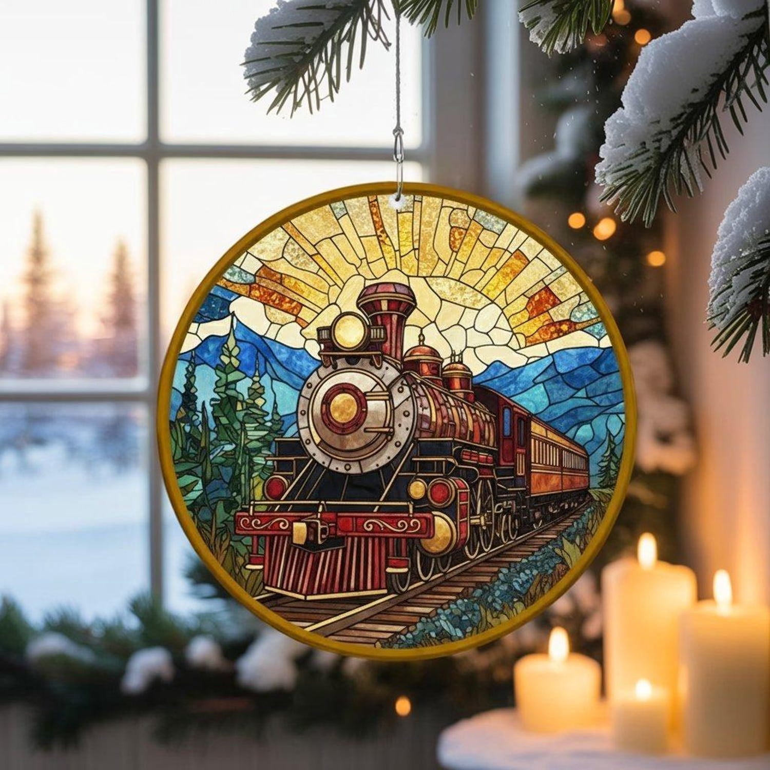 Steam Train Acrylic Suncatcher, Vintage Locomotive Window Hanging ...