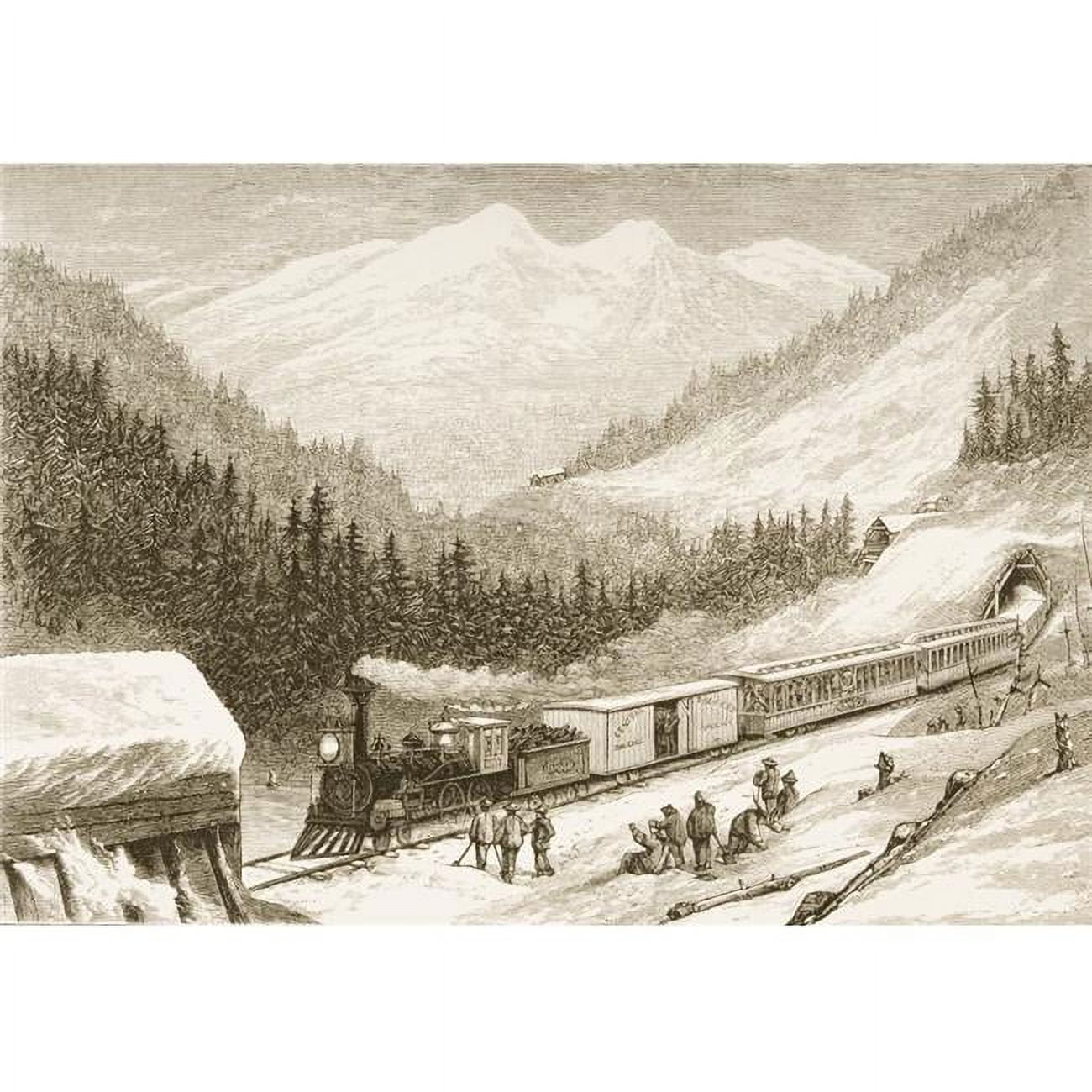 Steam Train Carrying US Mail Across Sierra Nevada In 1870S From ...