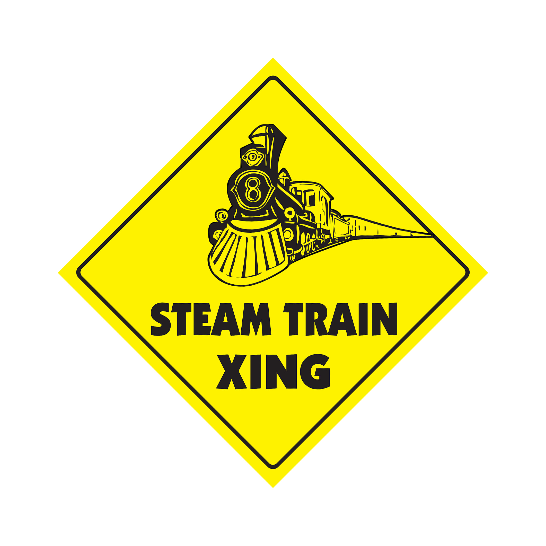 Steam Train Crossing Sign Zone Xing | Indoor/Outdoor | 12" Tall lover model RR railroad ...