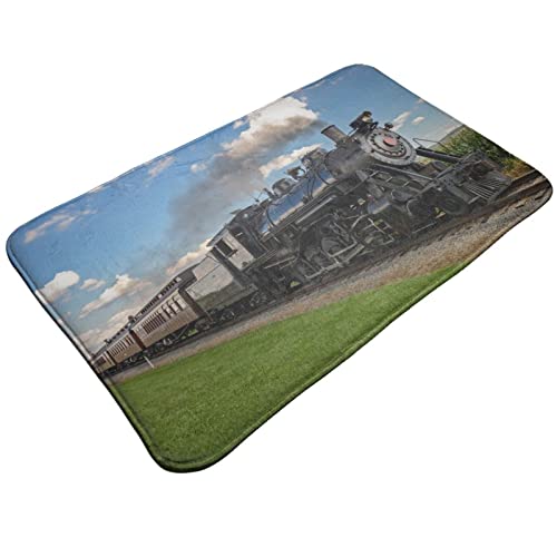 Steam Train Door Mat 36 x 24 Inch Sponge Velvet Surface Area Rug Non ...