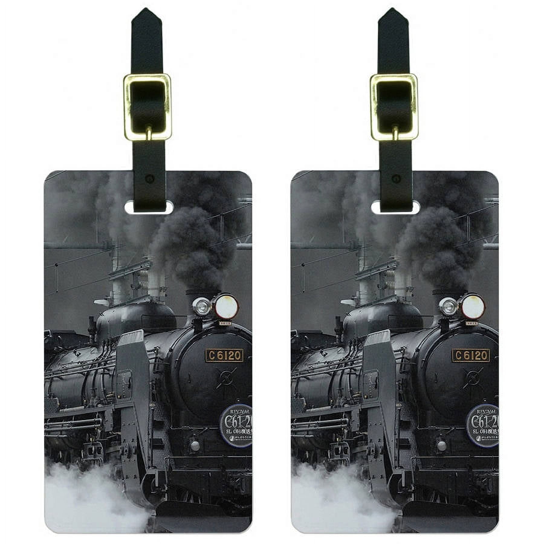 Steam Train Engine Locomotive Luggage Tags Suitcase Carry-On ID, Set of ...