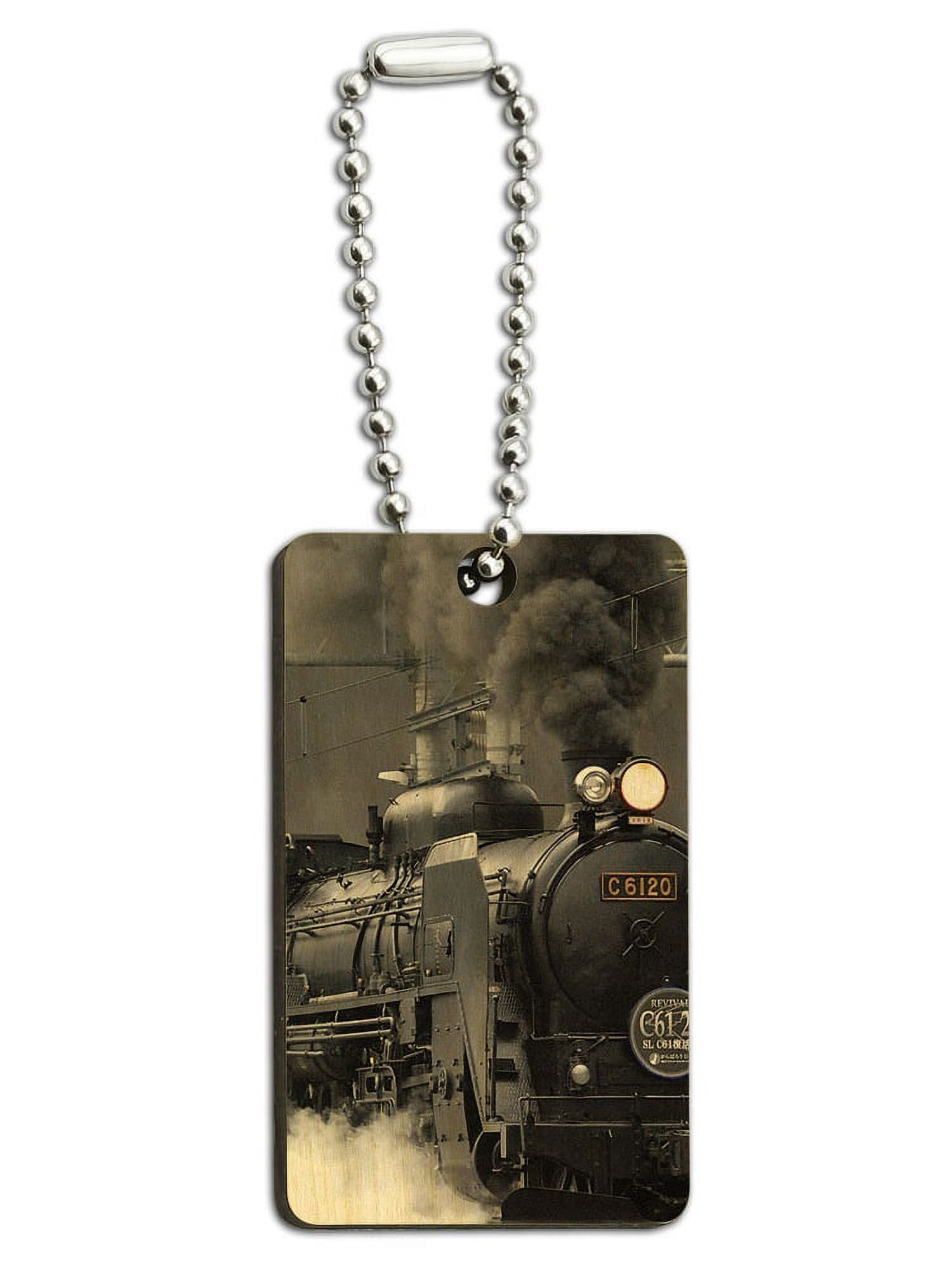 Steam Train Engine Locomotive Wood Rectangle Key Chain - Walmart.com