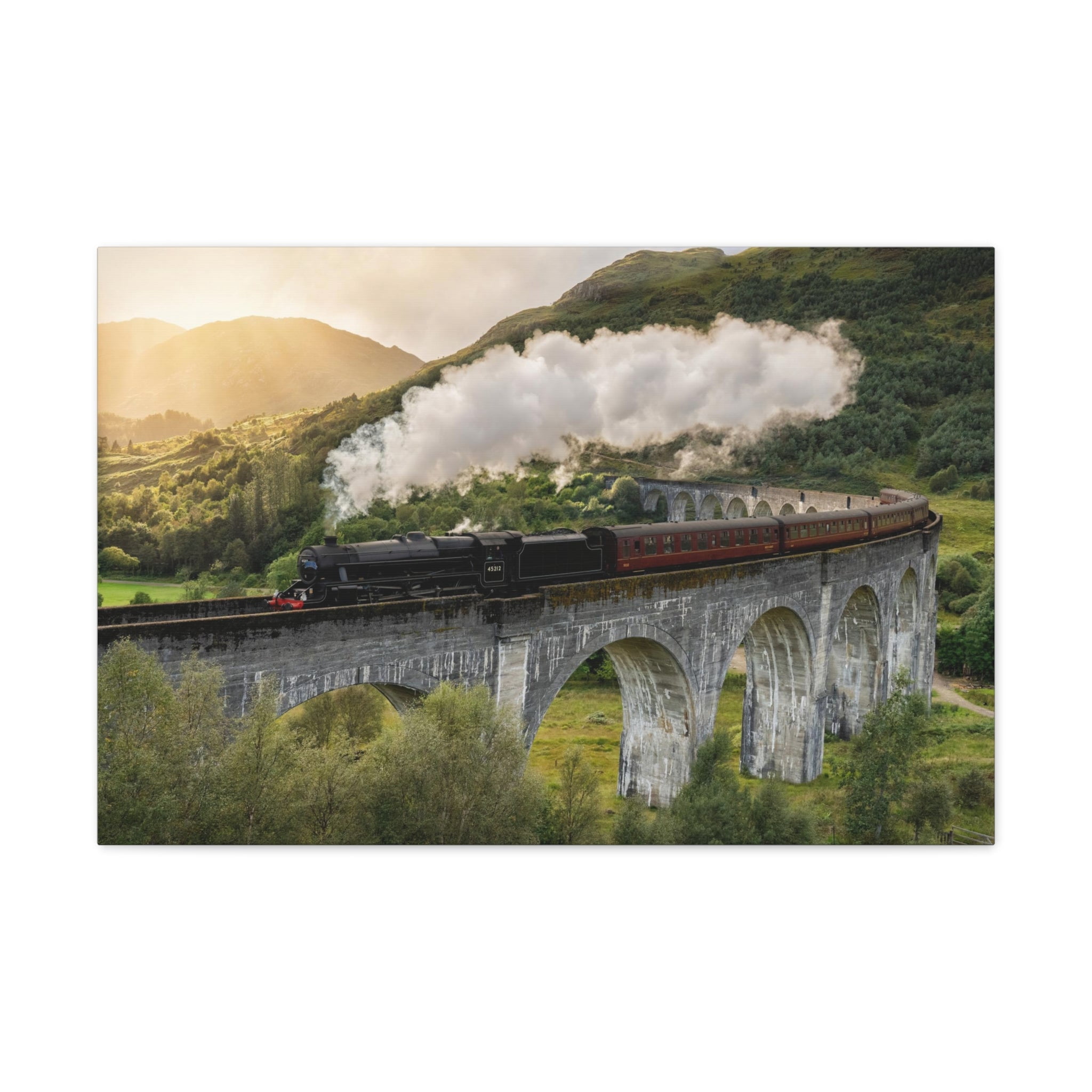 Steam Train Running On Scottish Highlands Modern Multicolor Scenic ...