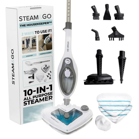 Steam and Go Steam Mop with Detachable Handle - 10-in-1 Chemical-Free ...