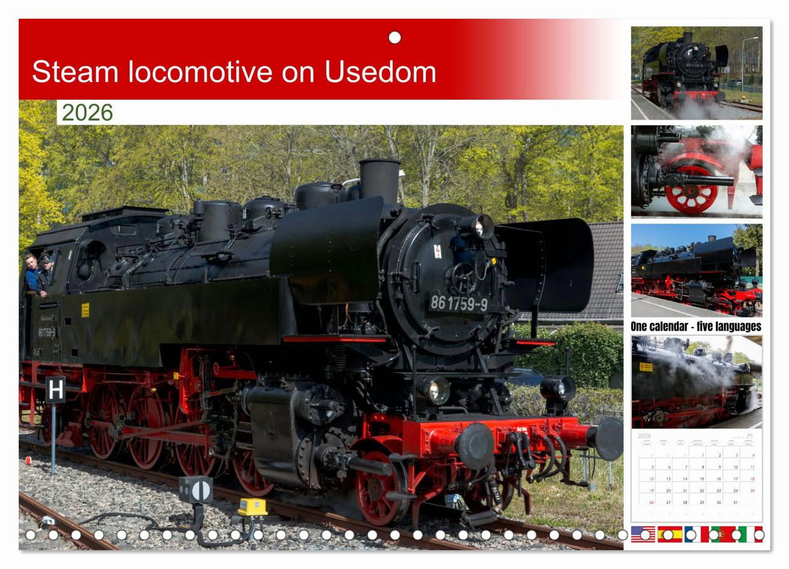 Steam locomotive on Usedom (Monthly Wall Calendar 2026 11.7 x 16.5 ...
