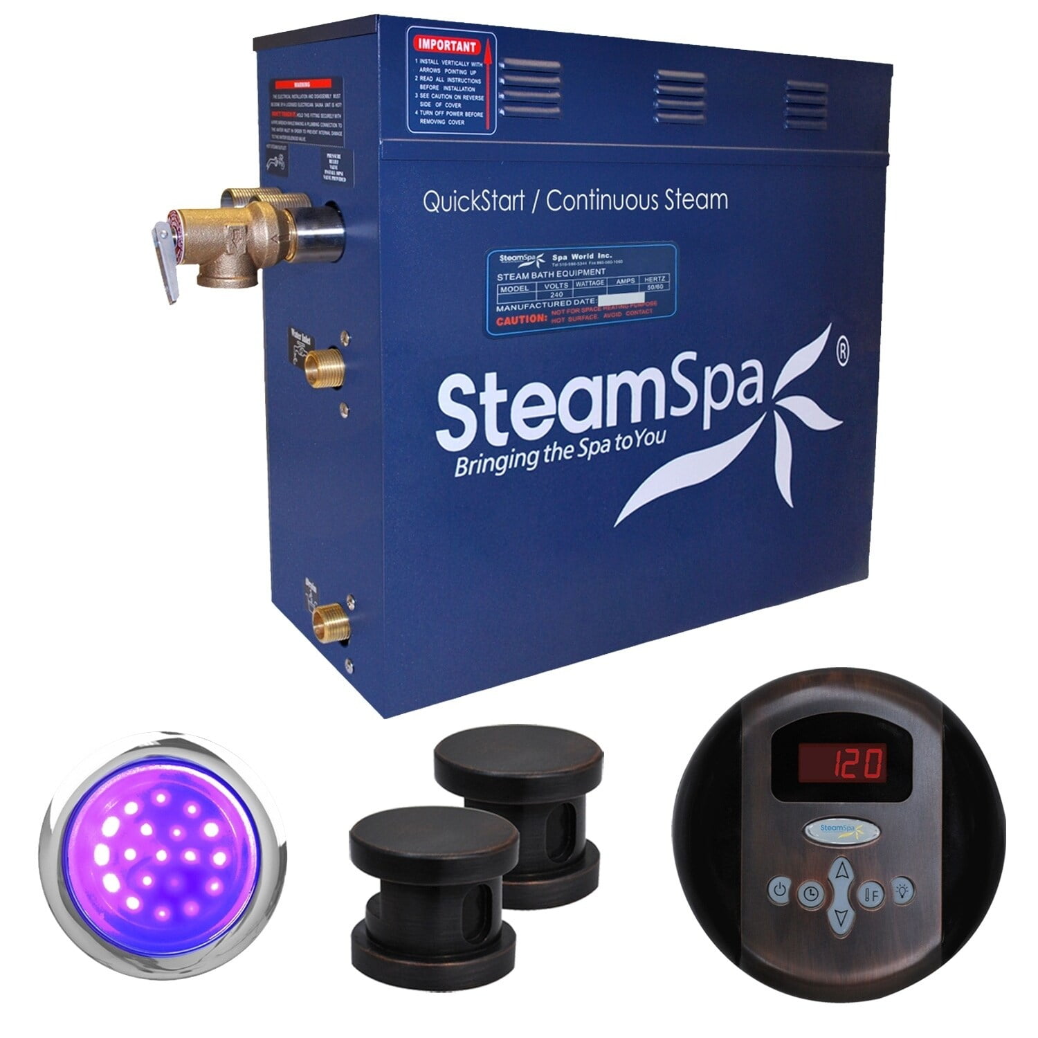 SteamSpa Indulgence 10.5kw Steam Generator Package in Oil Rubbed Bronze ...