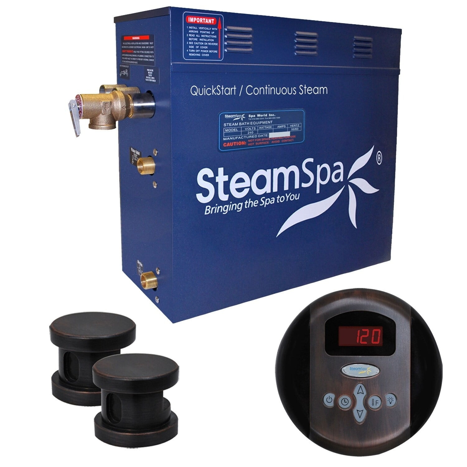 SteamSpa Oasis 10.5kw Steam Generator Package in Oil Rubbed Bronze ...