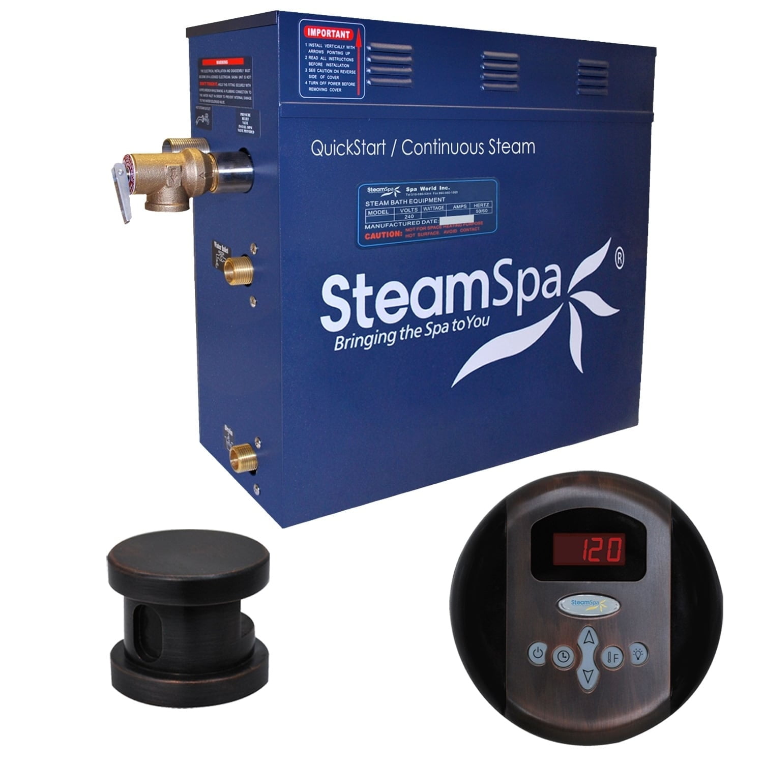 SteamSpa Oasis 6kw Steam Generator Package in Oil Rubbed Bronze ...