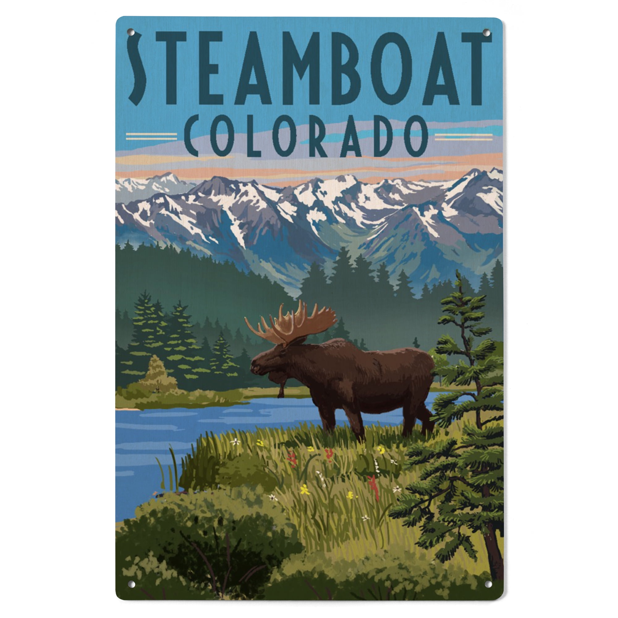 Steamboat, Colorado, Moose, Summer Scene Birch Wood Wall Sign (6x9 ...