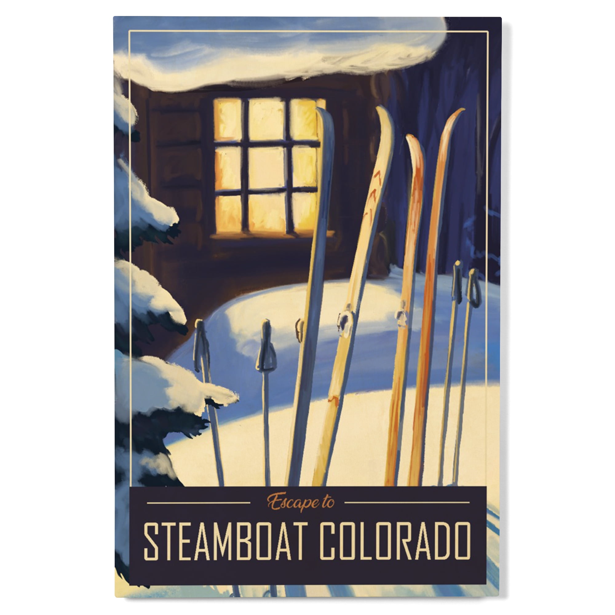 Steamboat, Colorado, Skis Outside Cabin Birch Wood Wall Sign (12x18 ...