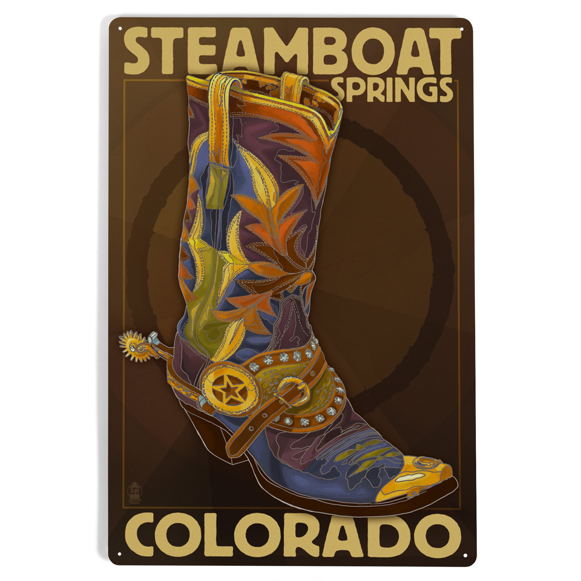 Steamboat Springs, Colorado, Boot (12x18 Aluminum Art, Indoor Outdoor ...