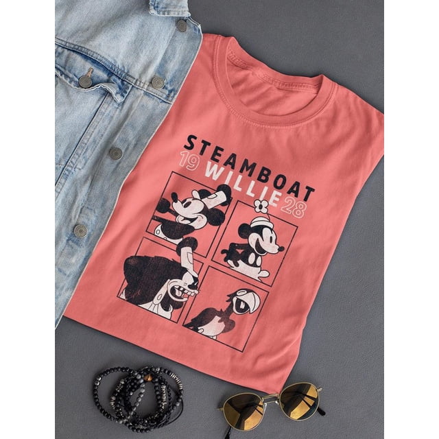 Steamboat Willie Characters T-shirt Color Women's -SmartPrintsInk ...