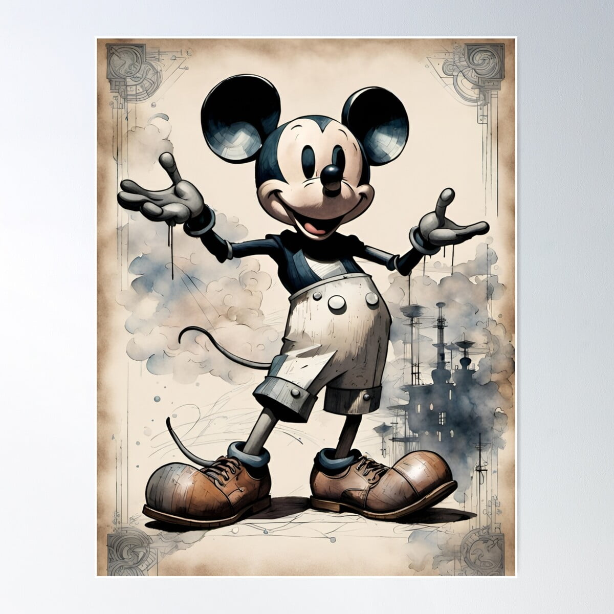 Steamboat Willie Poster Wall Art, Modern Wall Decor For Living Room ...