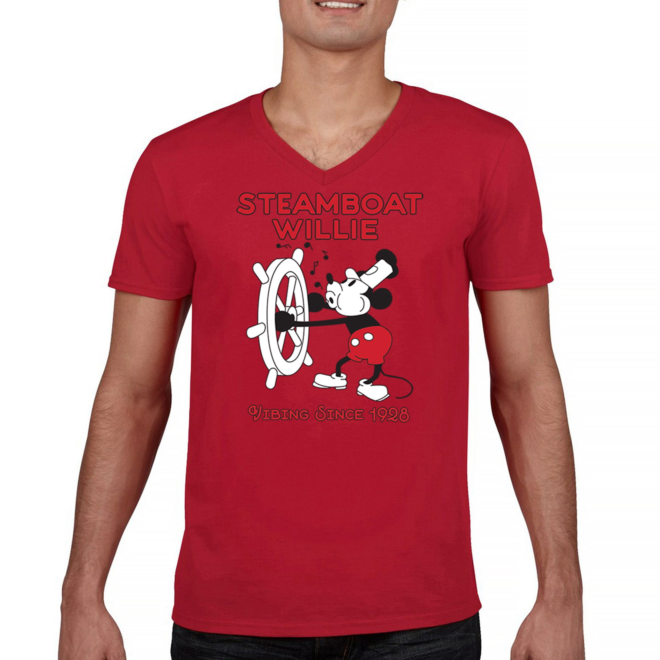 Steamboat Willie Vibing Since 1928 V-Neck T-shirt Iconic Retro Cartoon ...