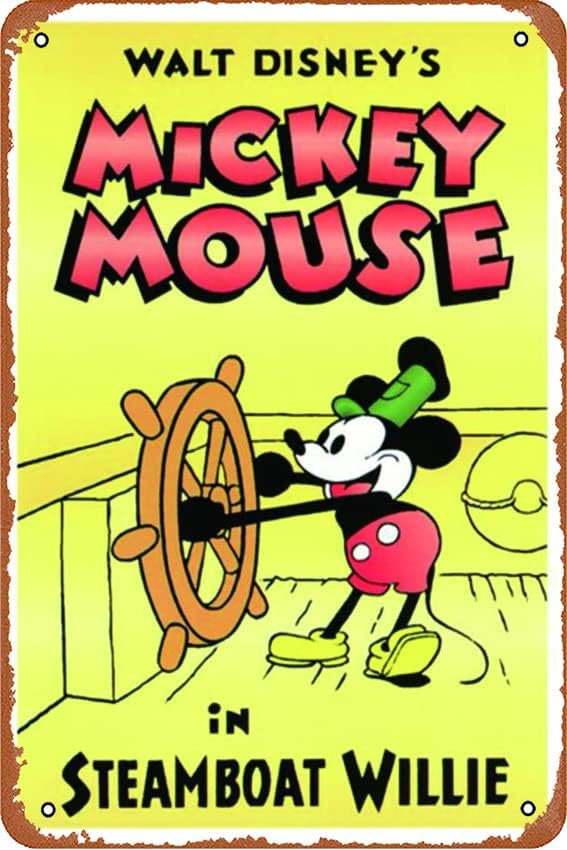 Steamboat Willie movie poster Vintage Tin Signs Retro Metal Signs Metal ...