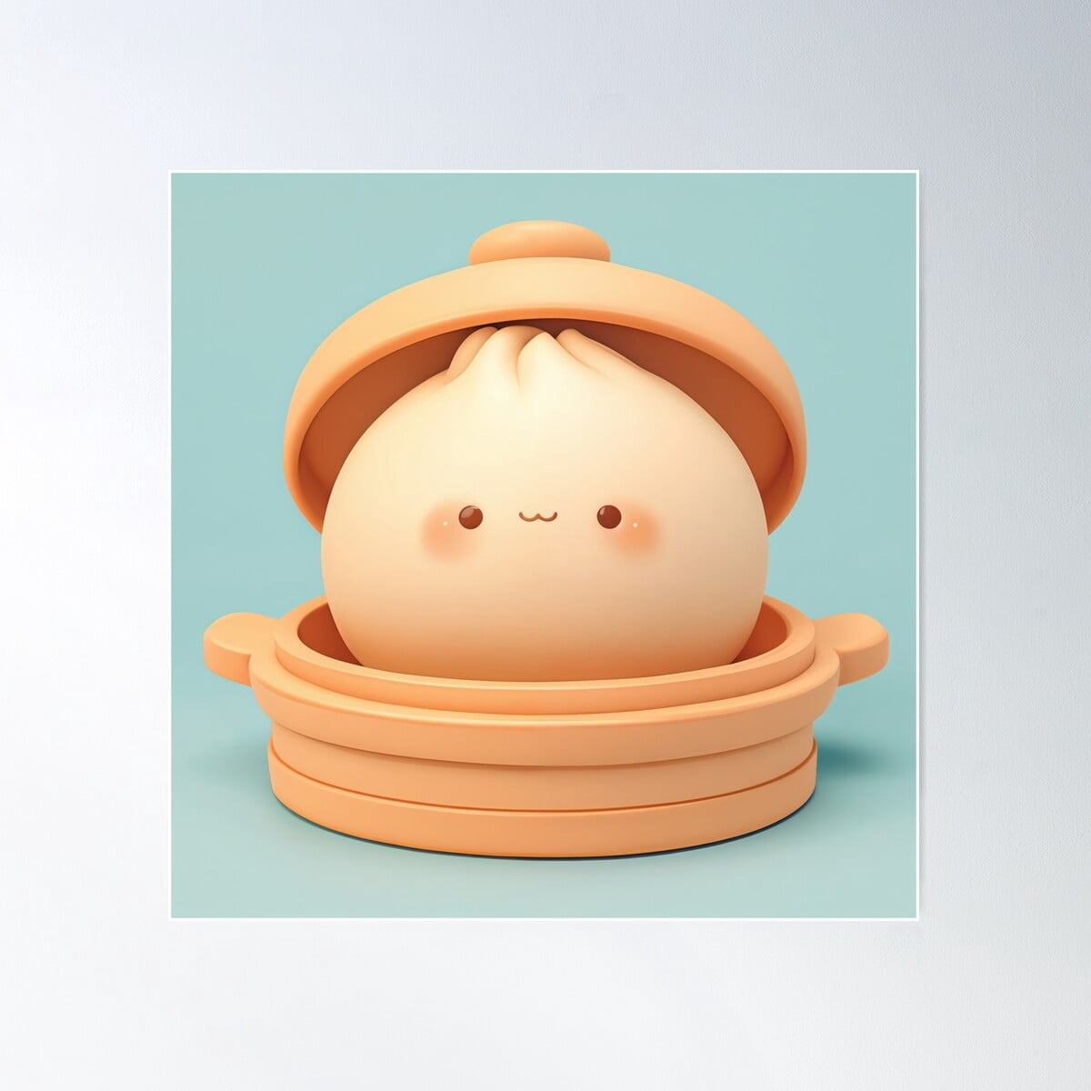 Steamed Dumpling With Cute Face Poster Wall Art, Modern Wall Decor For ...