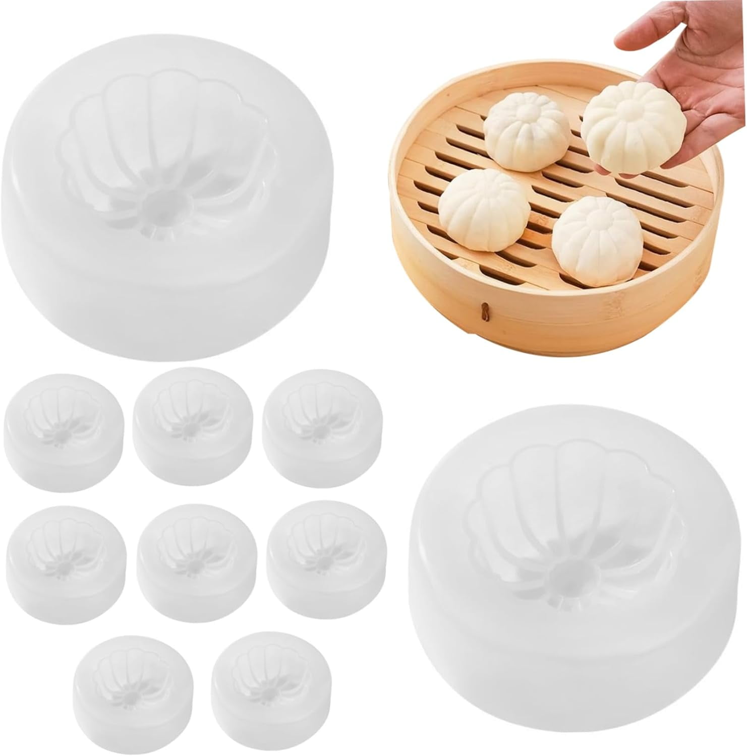 Steamed Stuffed Bun Making Mold,10Pcs Non-Stick Smooth Washable Steamed ...