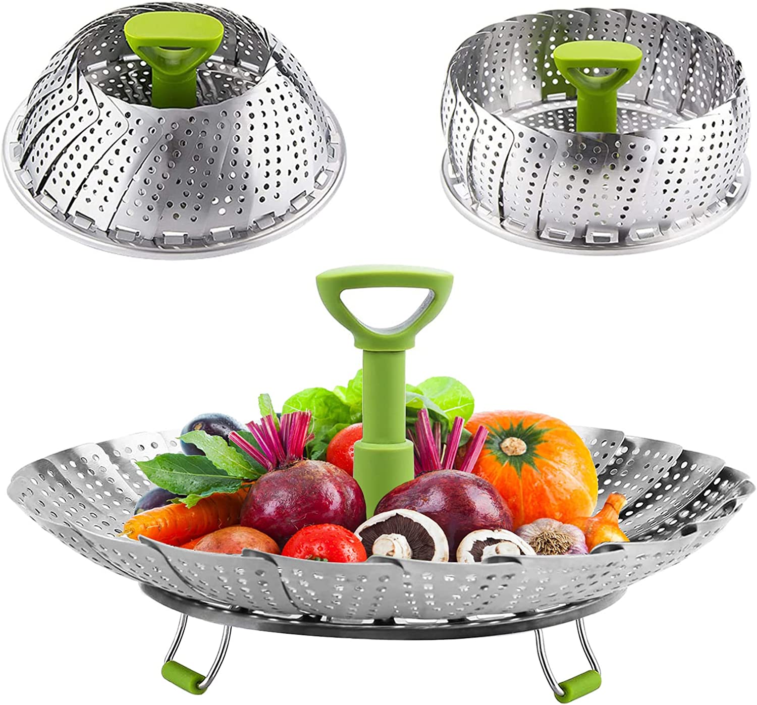 Steamer Basket, Stainless Steel Folding Steamer with Extending ...