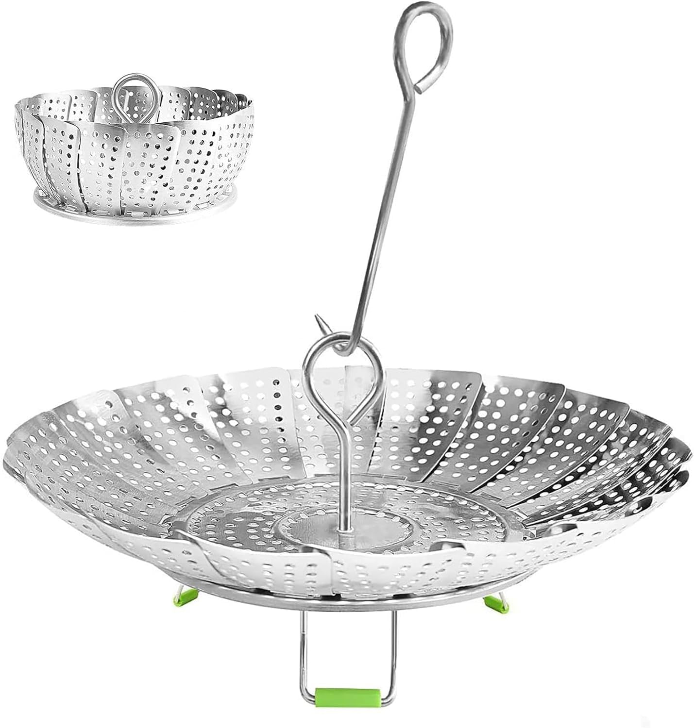 Steamer Basket Stainless Steel Vegetable Basket Metal Handle Folding ...