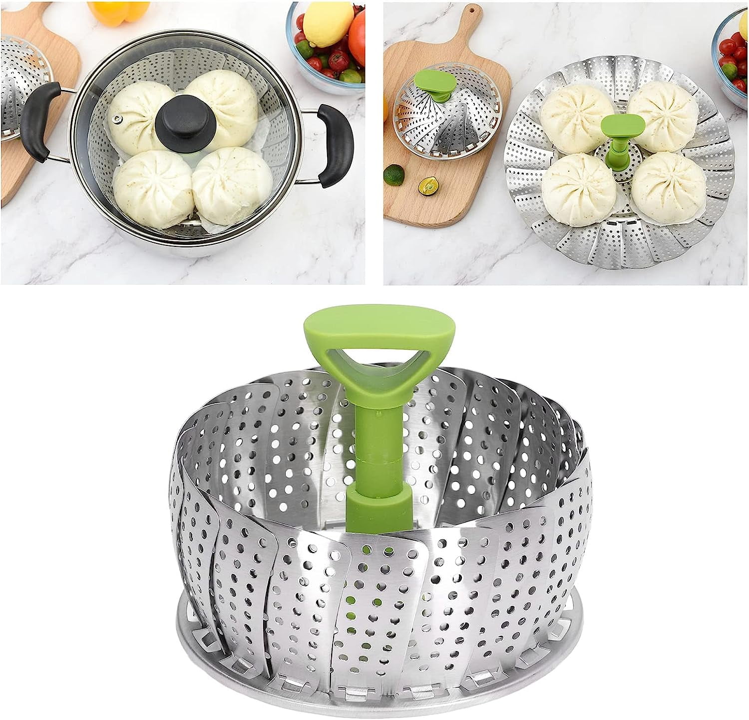 Steamer Basket Stainless Steel Vegetable Steamer Basket Folding Steamer ...