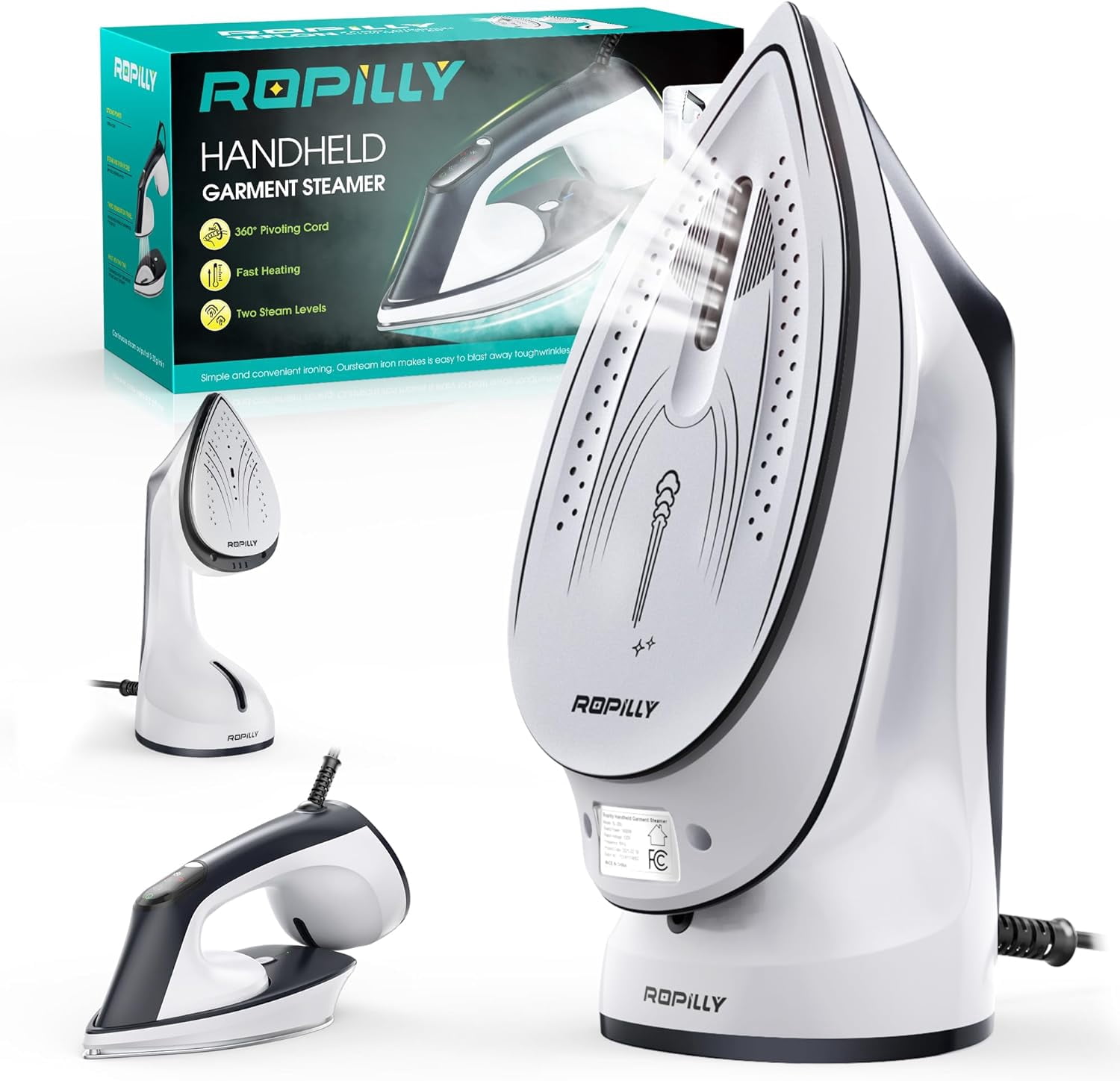 Steamer for Clothes, 1600W 2-in-1 & Iron with Large Ceramic Plate ...