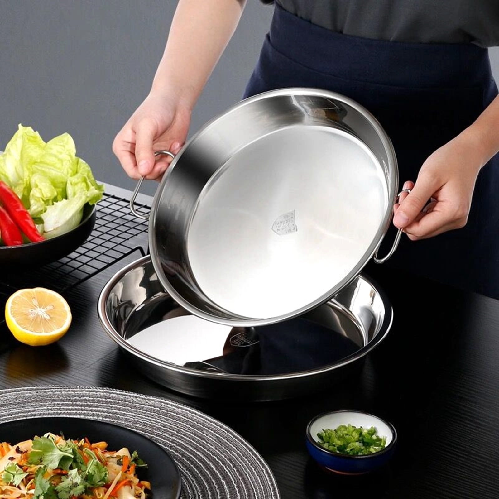 Steamer Pan Dual Handle All-in-one Bake Food Grade Portable Kitchen ...