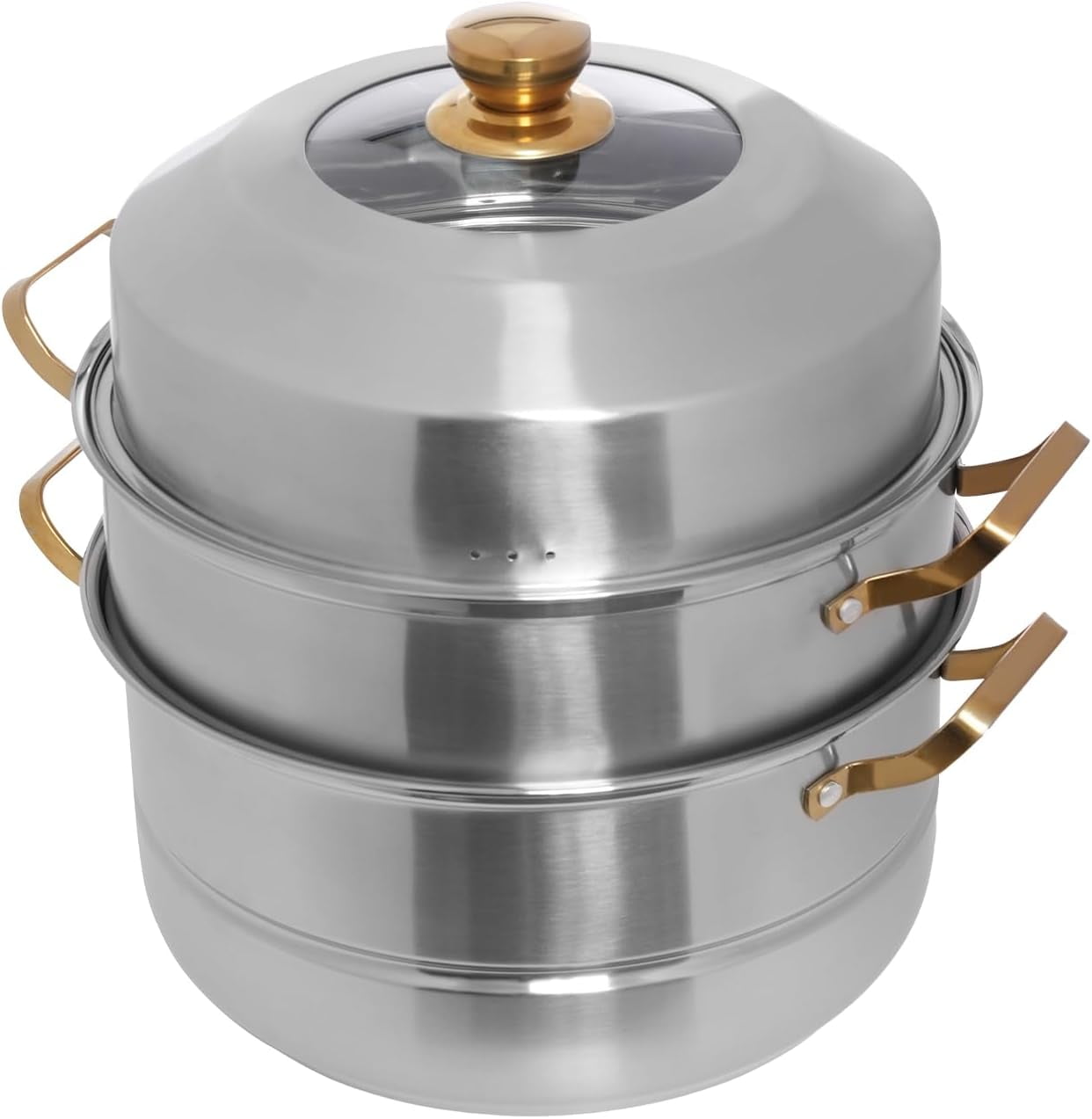 Steamer Pot for Cooking, Steamer Pot with Lid and Handle, 3-tier Stainless Steel Steamers ...