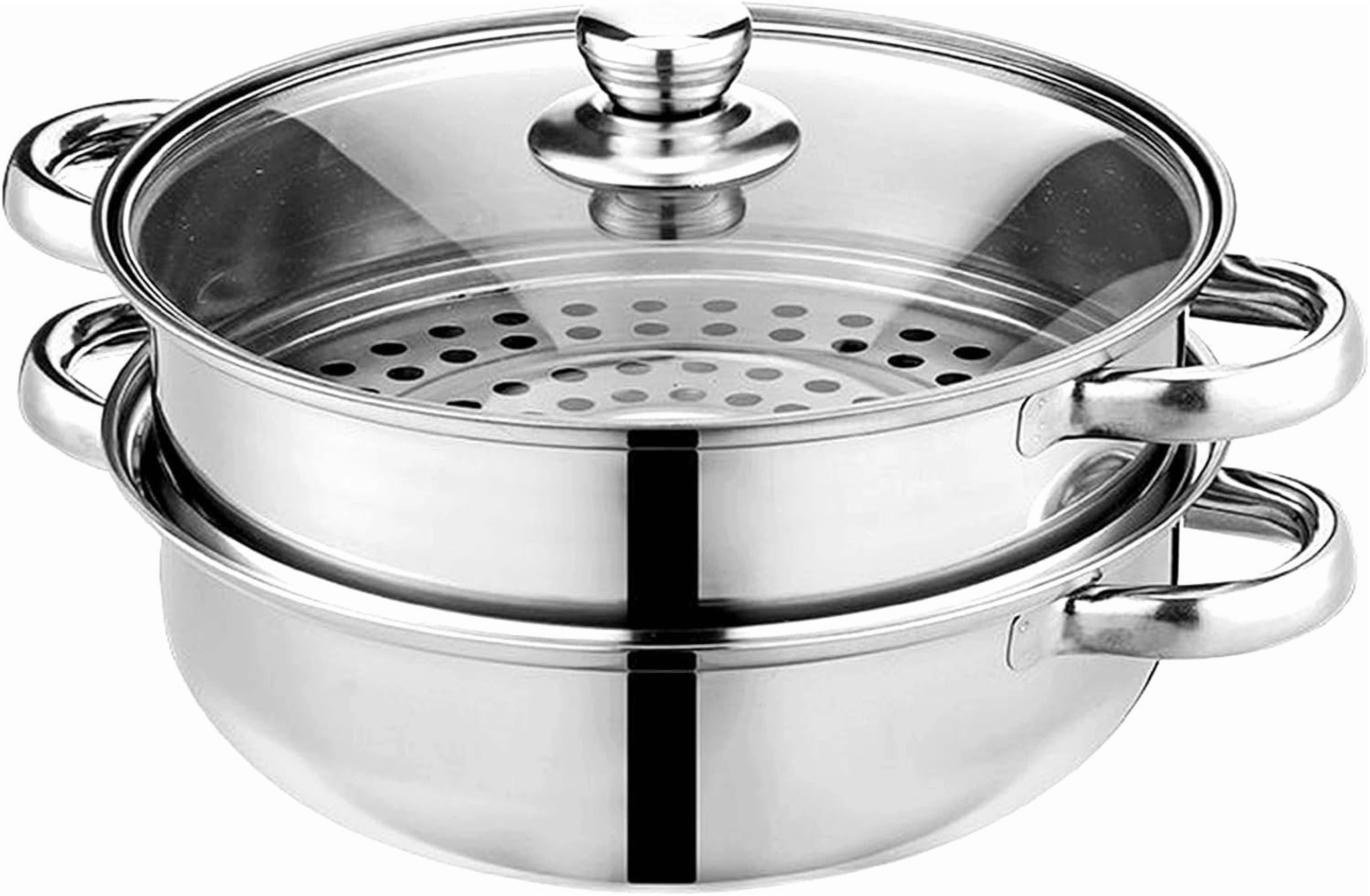 Steamer Pot for Cooking 4 Quart Steamer Pot 2-tier Multipurpose 18/8 ...