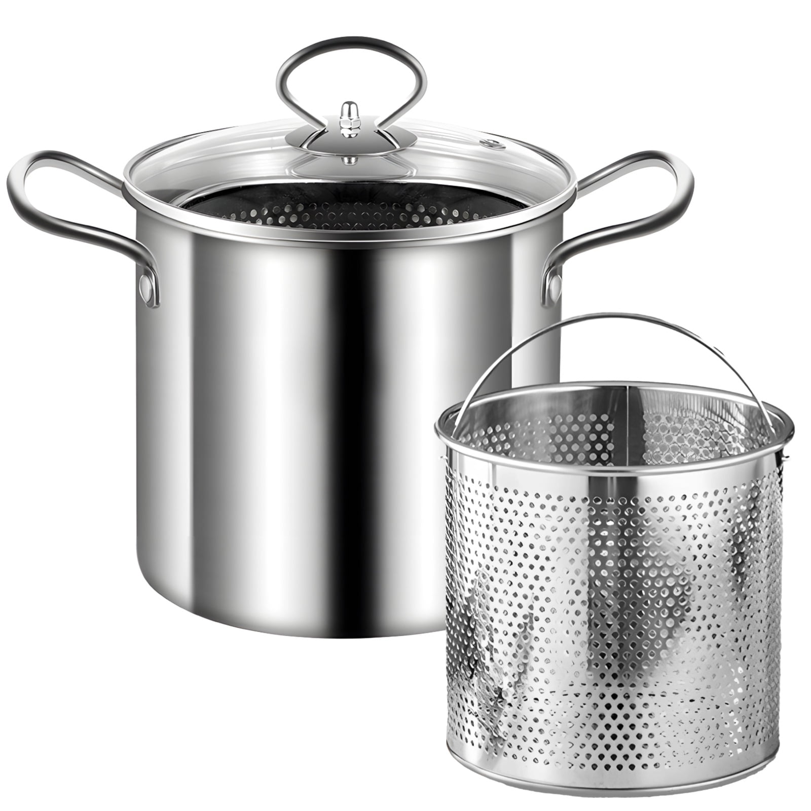 Steamer Pot with Strainer & Lid, 6.3 in Stainless Steel Vegetable ...