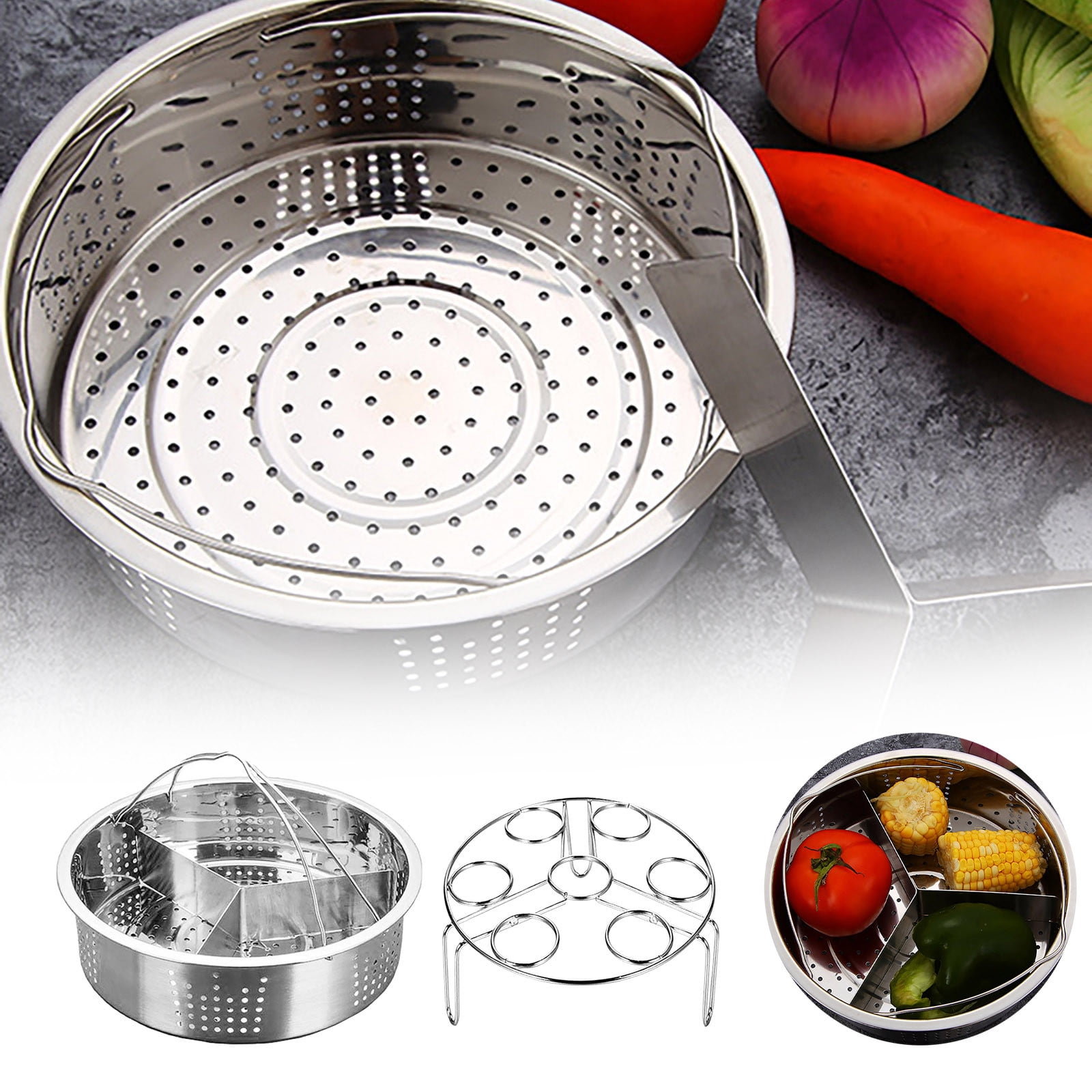 Steamer Stainless Steel With Divider And Egg Steamer Rack Vegetable ...