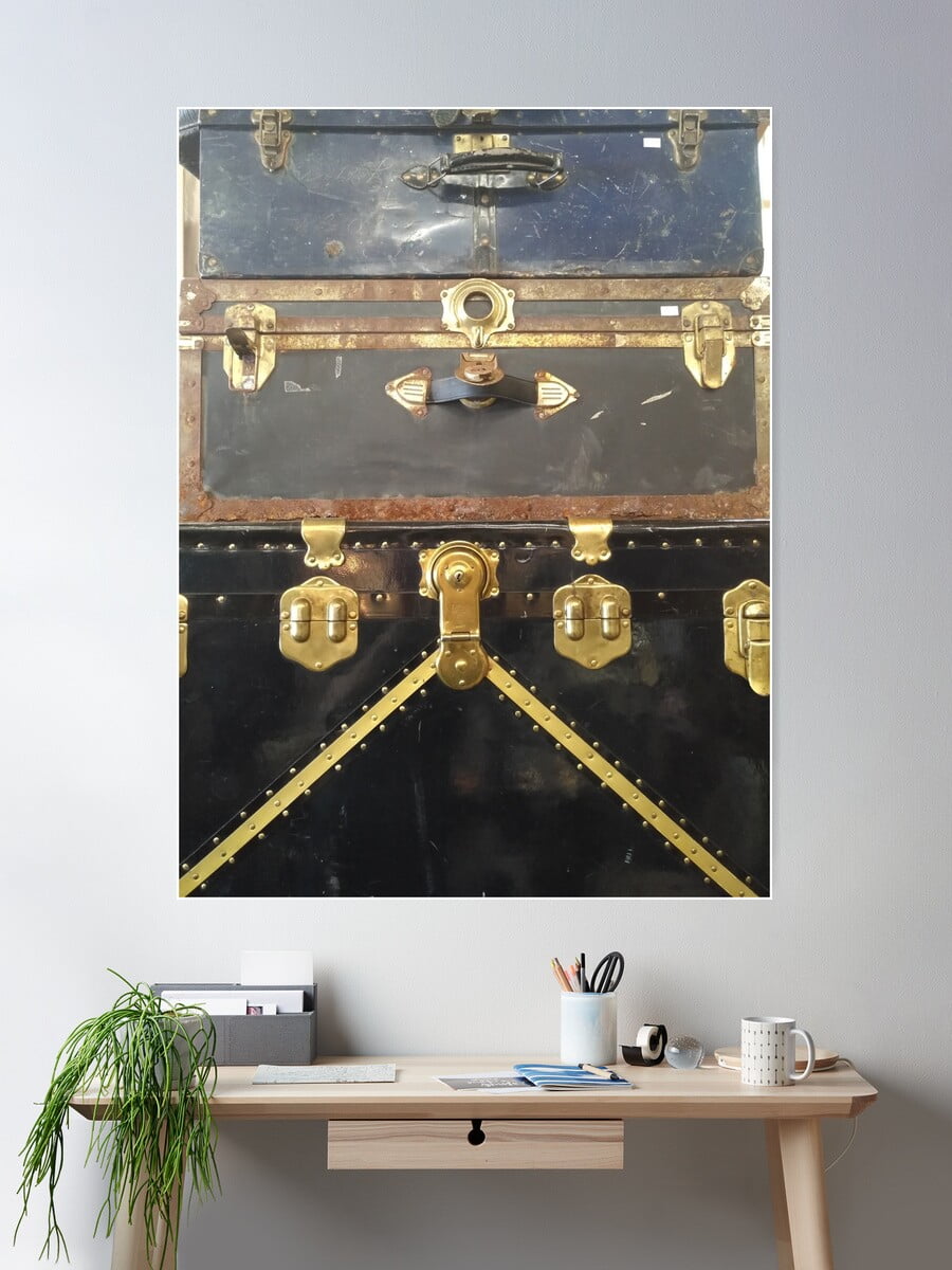 Steamer Trunk Stack Poster Wall Art, Modern Wall Decor For Living Room ...