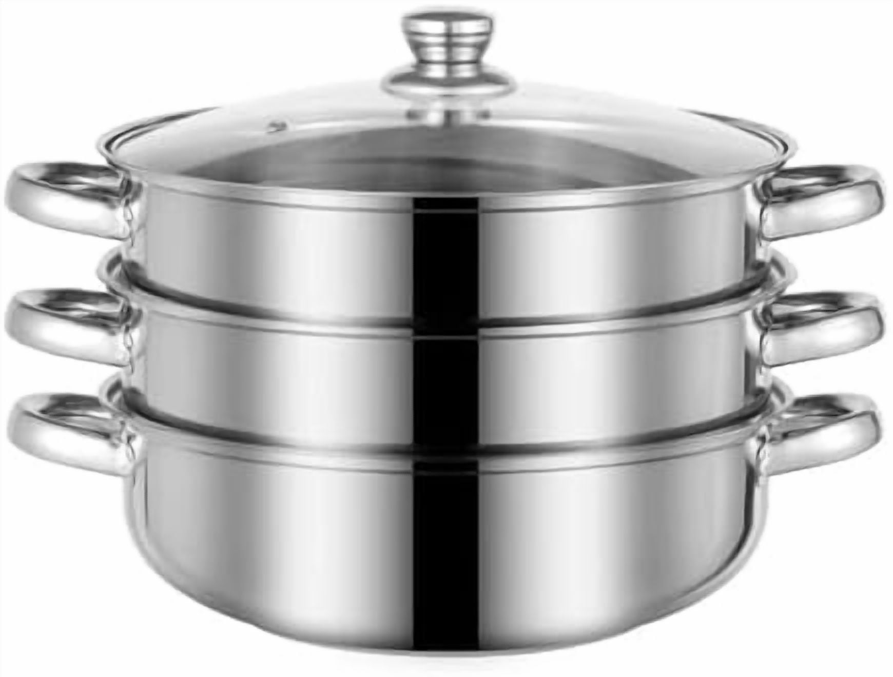 Steamer for Cooking, 5.0 Quarts Stainless Steel Steamer Pot, 3-Tier ...