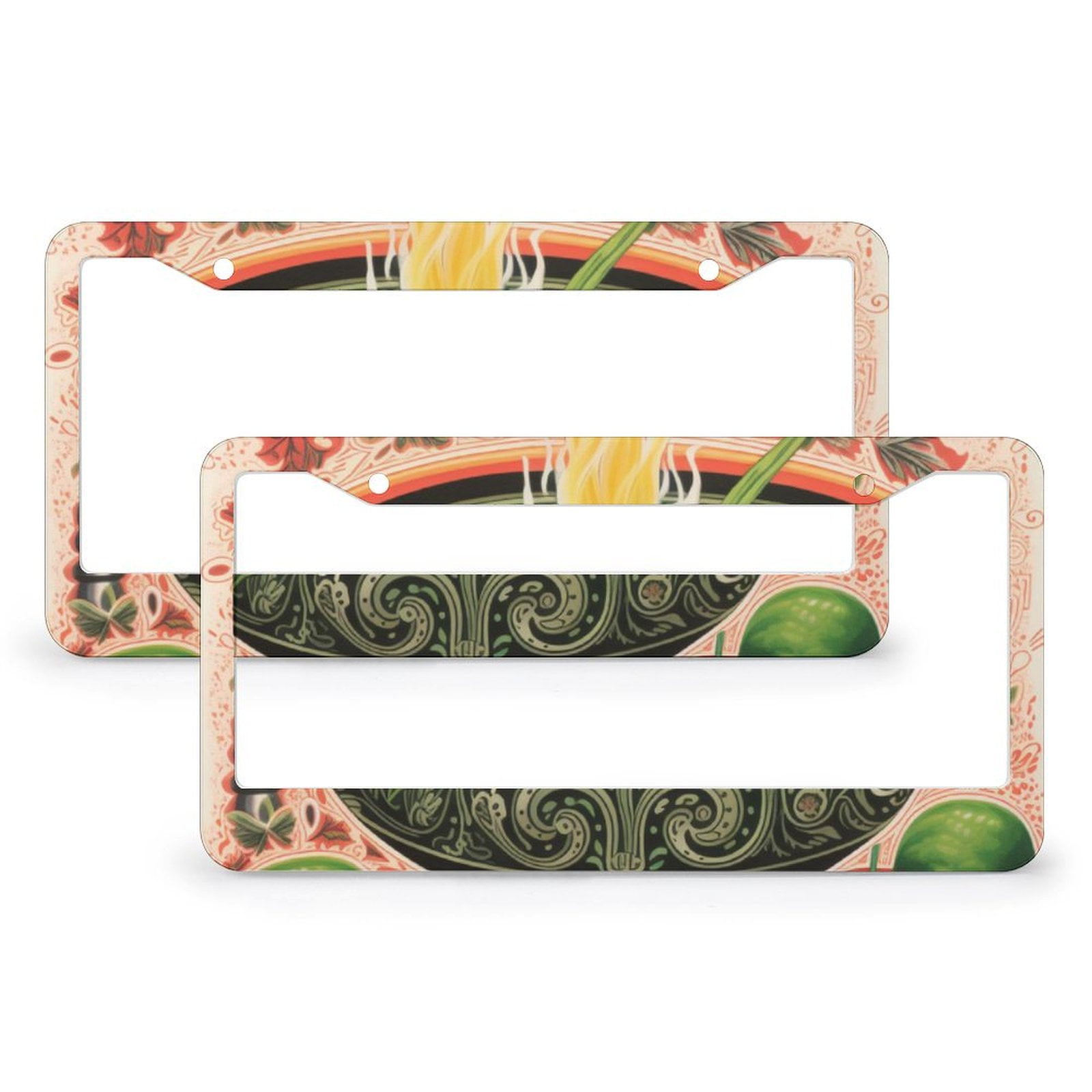 Steaming Mexican Bowl Print License Plate Cover 2 Pieces Cartoon Food ...