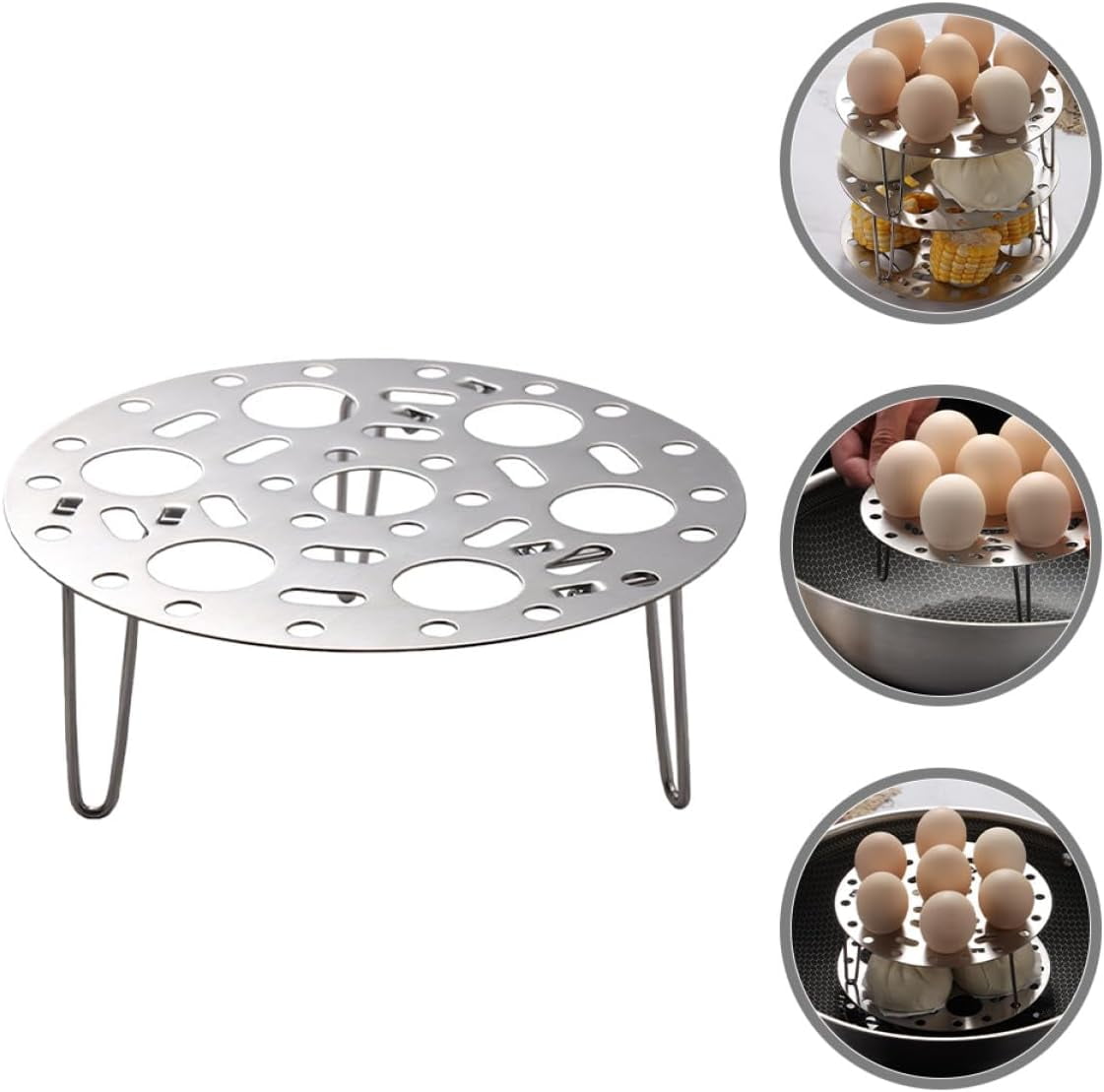 Steaming Rack, 6.7 Inch Round Food Grade Stainless Steel Steamer Plate ...