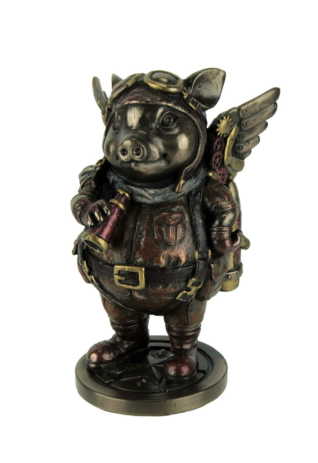 Steampunk Aviator Bronze Toned Flying Pig Figurine, 5 1/4 Inch ...