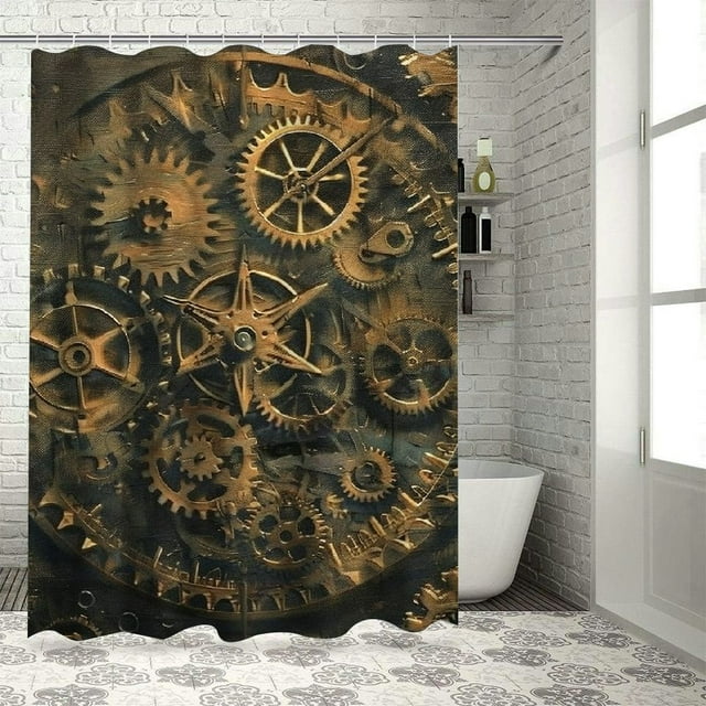 Steampunk Bathroom Decor Set , multi size Colorful Luxurious Graphic ...