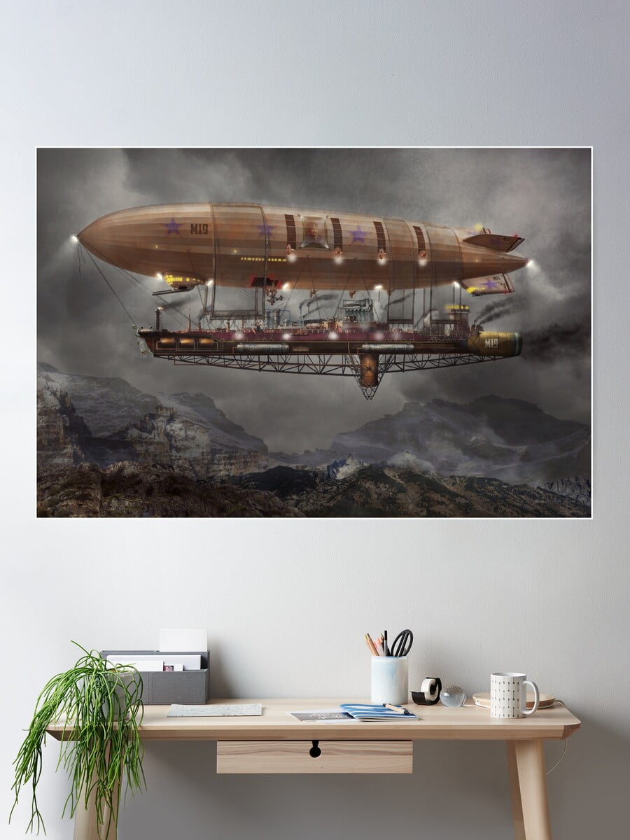 Steampunk - Blimp - Airship Maximus Poster Wall Art, Modern Wall Decor ...